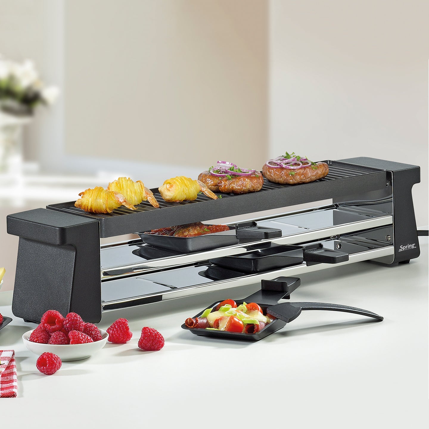 Spring Compact Raclette Grill w/Cast Aluminium Plate | Borough Kitchen