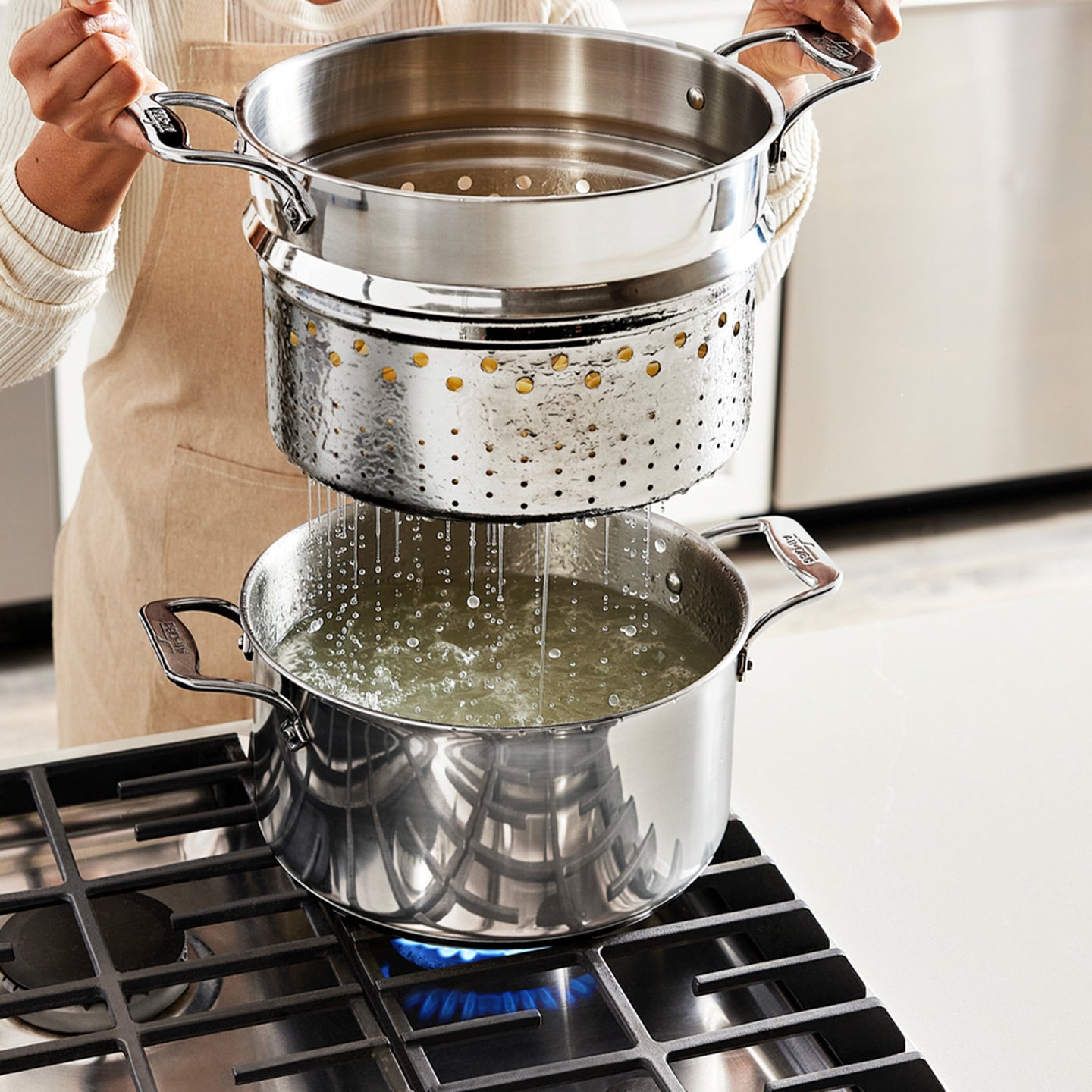 All-Clad Simply Strain Multi Pot with Pasta Insert | Borough Kitchen