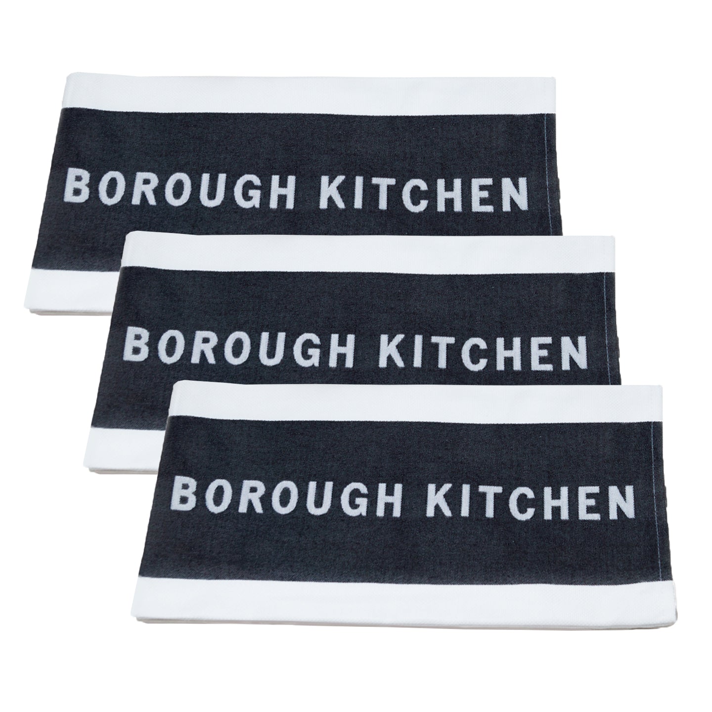 Borough Kitchen French Jacquard Tea Towel x3 / Black | Borough Kitchen