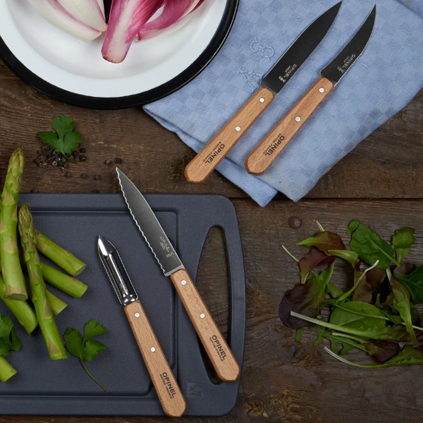 Opinel Wooden Handle Prep Knife Set | Borough Kitchen