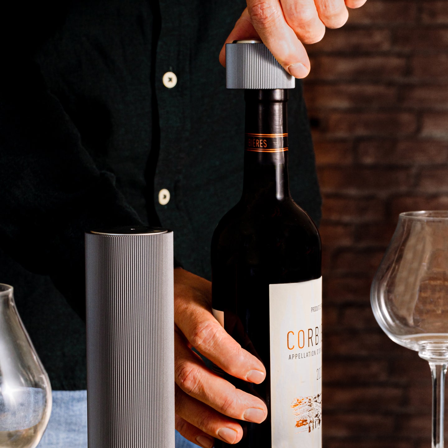 Peugeot Line Reverse Rechargeable Corkscrew / Carbon | Borough Kitchen