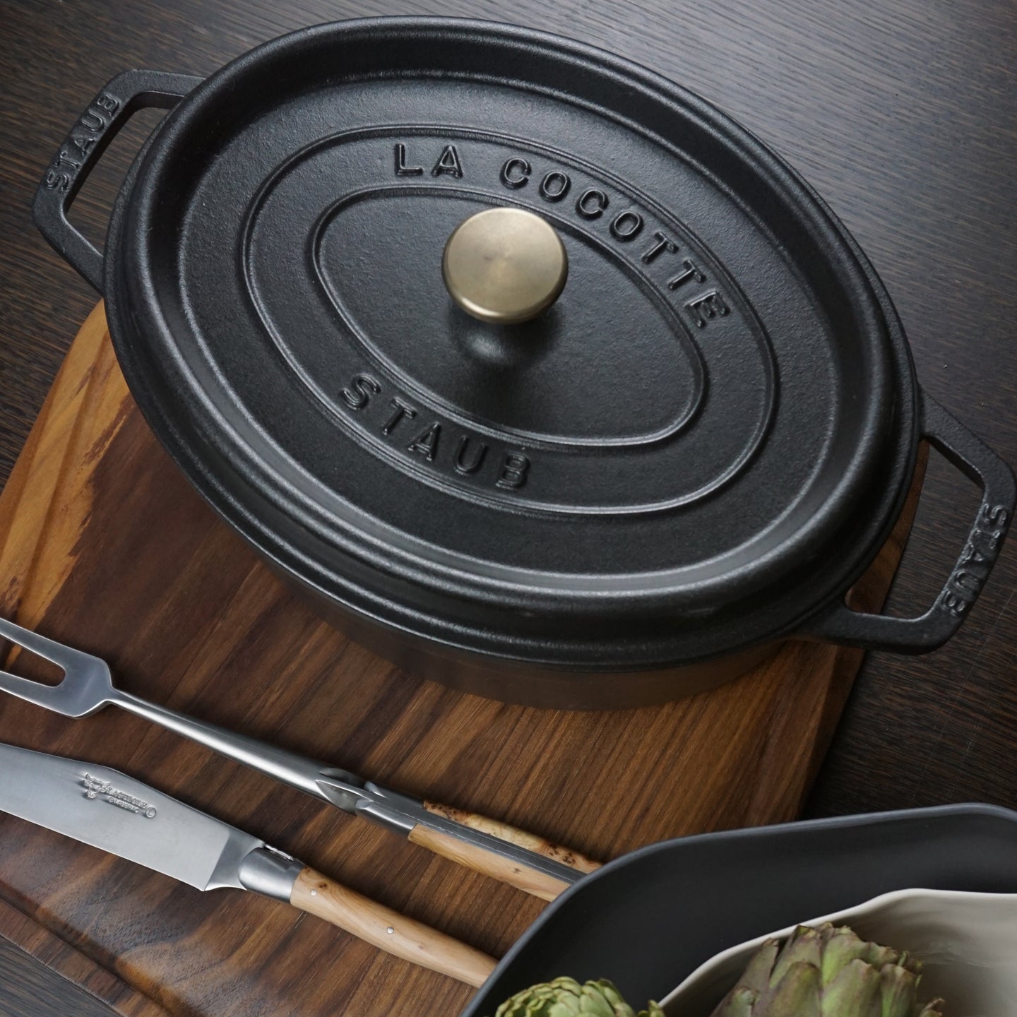 Staub Oval Cocotte / Black | Borough Kitchen
